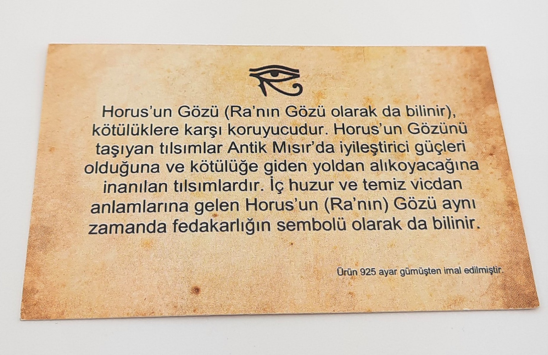 Mısır Hiyeroglif Model Ra'nın Gözü (Tılsım Serisi) Gümüş Kolye